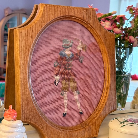 Art | Vintage Needlepoint Art In Wooden Frame | Poshmark
